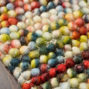 Rainbow Chunky Wool Loop Rug Hand Knotted, Multi Coloured, Soft, Funky ...