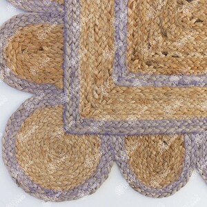 Purple Scalloped Edge Rug, Hallway Runner Rug, Sustainable, Boho Decor ...