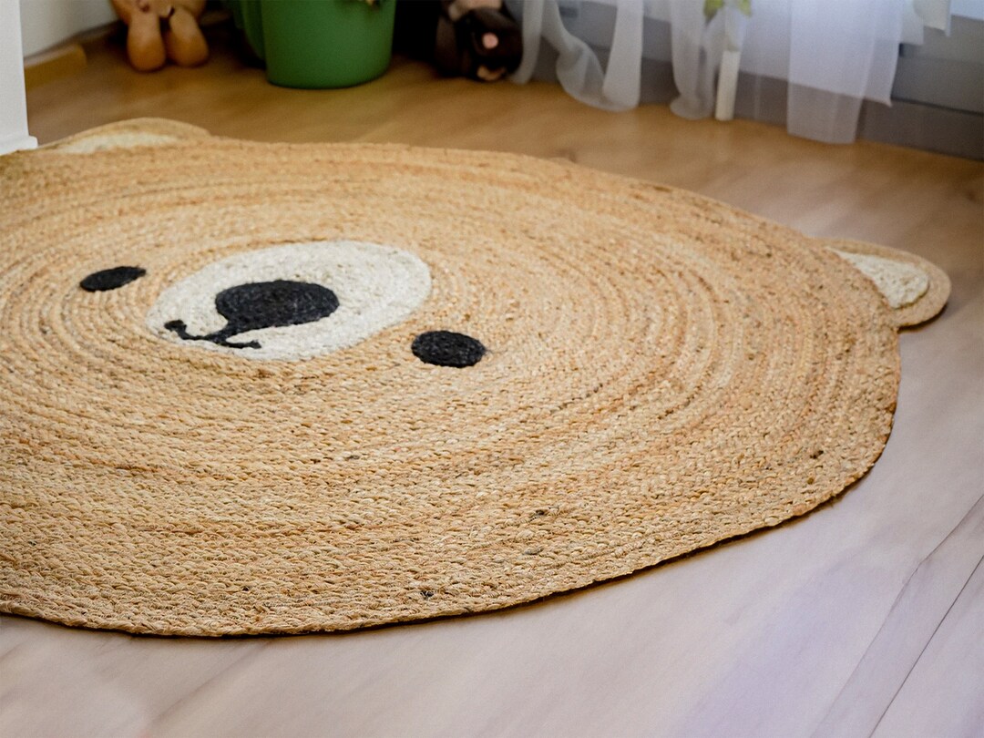 Teddy Rug, Kids Nursery Mat, Jute Round Mat - Perfect for Nurseries ...