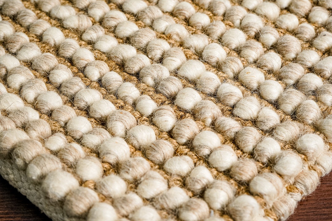 Hand Woven Loop Chunky Camel Beige Scandinavian Indoor Wool Jute Rug ...