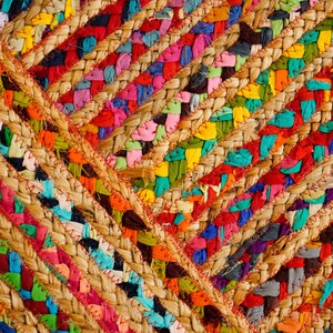 Multi Chindi Striped Jute Rag Rug - Handcrafted Sustainable Home Decor ...