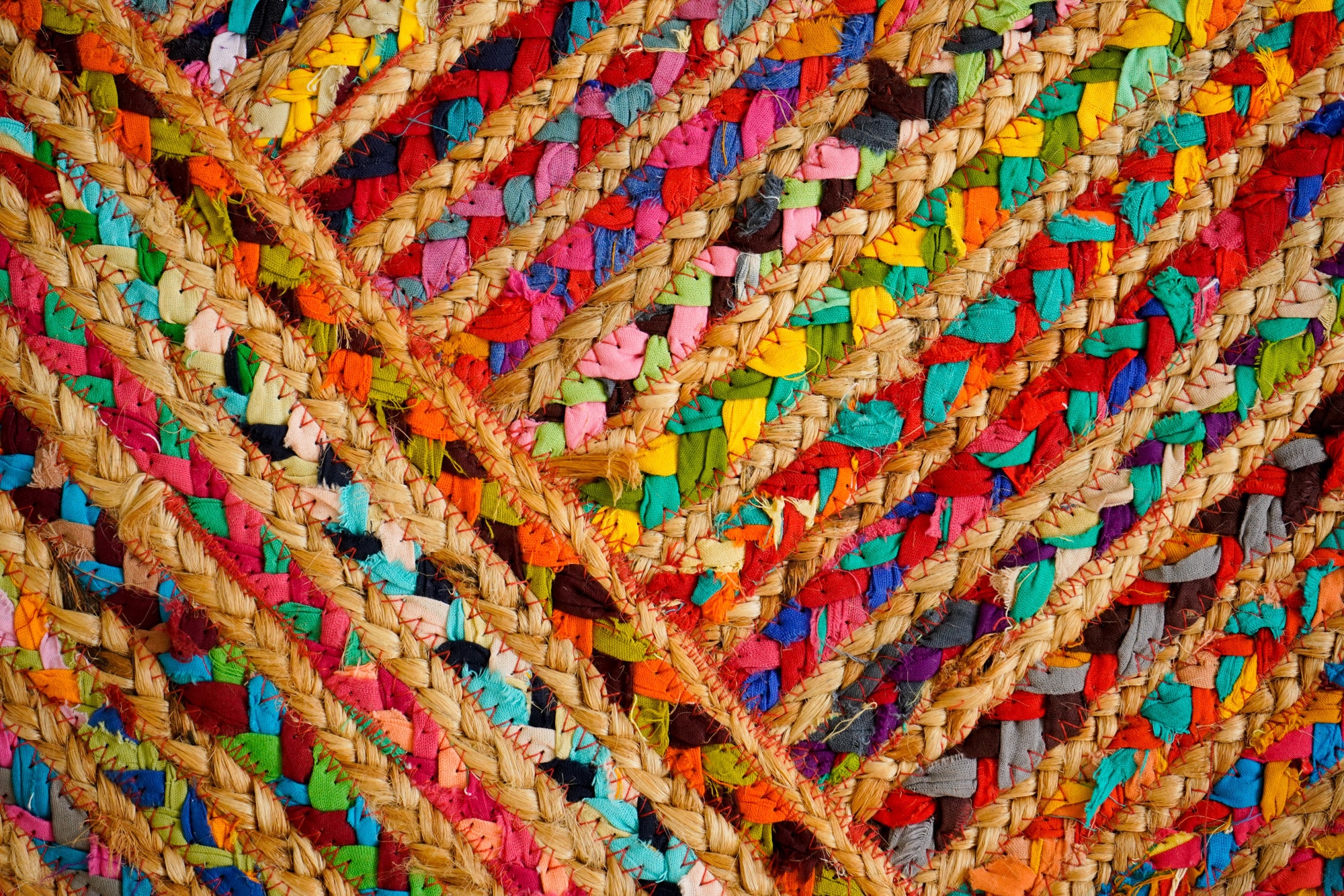 Multi Chindi Striped Jute Rag Rug - Handcrafted Sustainable Home Decor ...