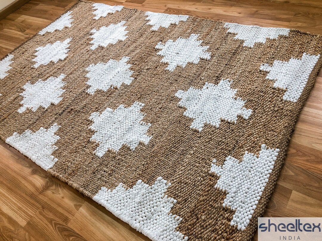 Diamond Pattern Jute Hemp Rug - Rustic and Chic Design, Pet Friendly ...