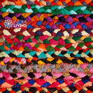 Multi Chindi Rainbow Rag Rug - Handcrafted Recycled Cotton Home Decor ...