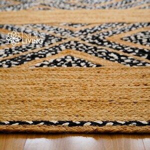 Handmade Black and White Jute Rag Rug With Abstract Pattern - Eco ...