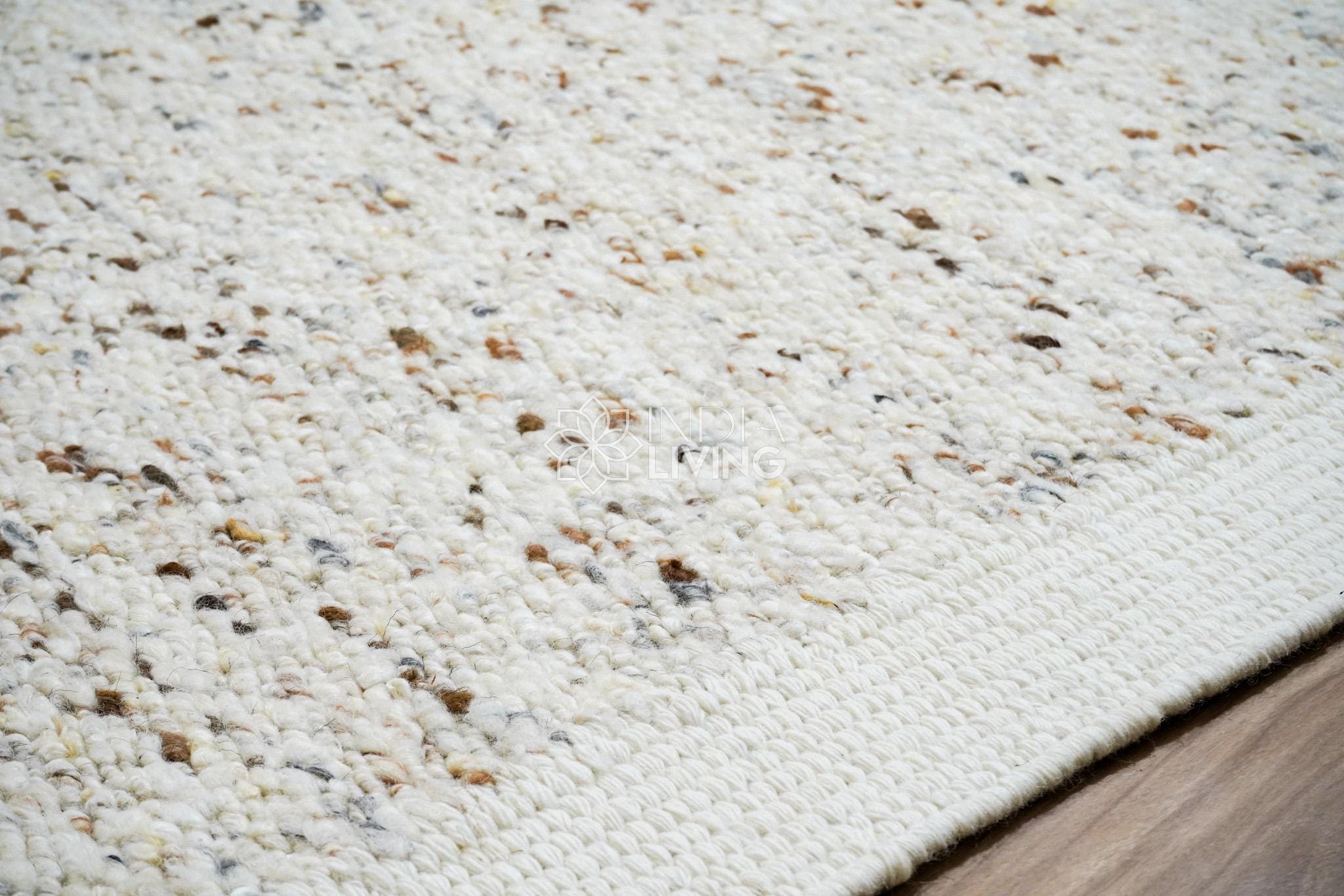 Natural Ivory Blend Flat Weave Textured Wool Rug : Handwoven Neutral ...