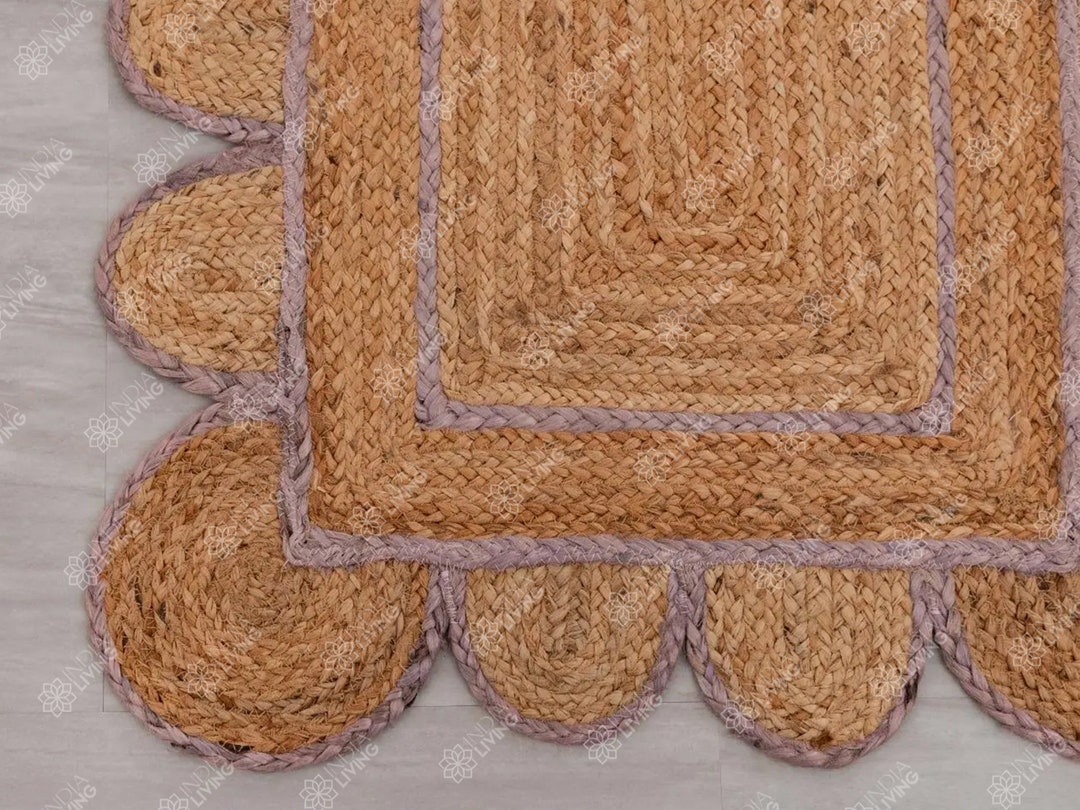 Purple Scalloped Edge Rug, Hallway Runner Rug, Sustainable, Boho Decor ...