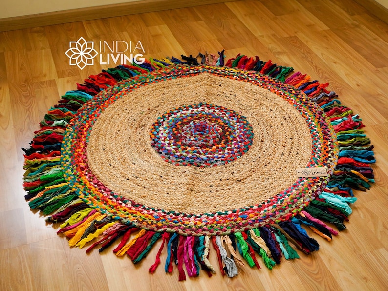 Jute Rag Braided Boho Rug Jute Chindi Mat Jute Hemp Carpet - Etsy