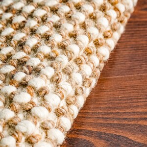 Beige White Chunky Looped Wool Rug - Scandinavian Hand Made Fluffy Soft ...