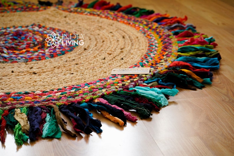 Jute Rag Braided Boho Rug Jute Chindi Mat Jute Hemp Carpet - Etsy