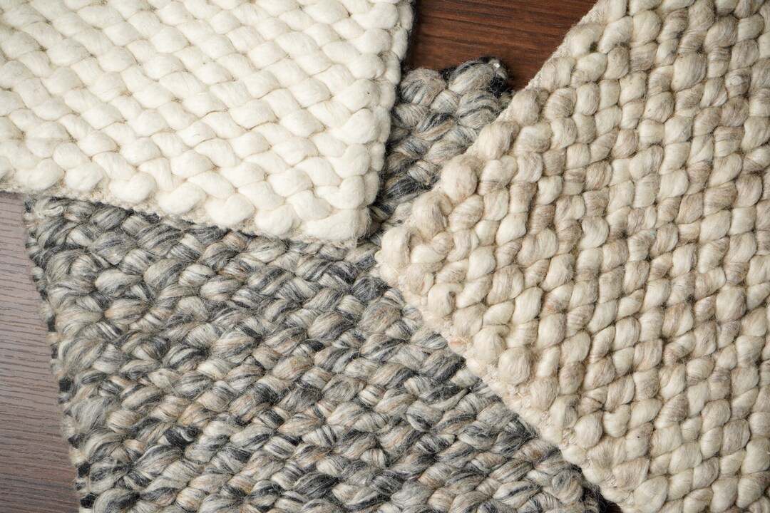 Hand Woven Chunky Cashew Looped Indoor Scandinavian Decor Wool Rug - 5 ...