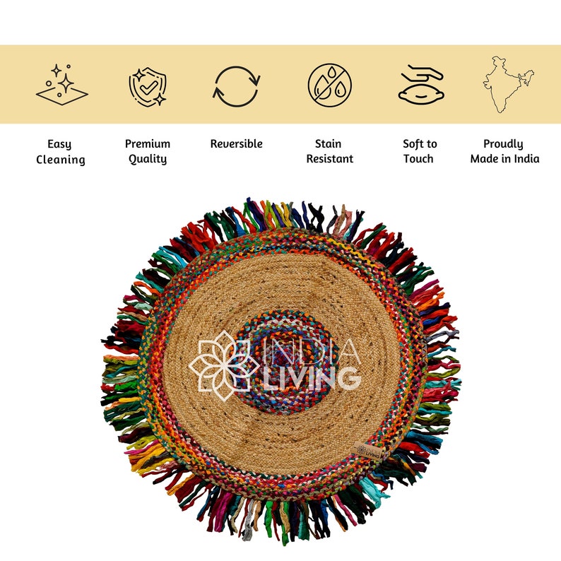 Jute Rag Braided Boho Rug Jute Chindi Mat Jute Hemp Carpet - Etsy