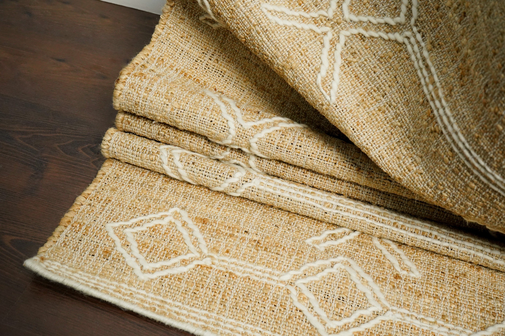 Abstract Flat Weave Natural Jute Area Rug - Contemporary Modern Boho ...