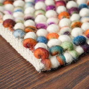 Colourful Chunky Multi Blend Felted Wool Area Rug, Handwoven Wool ...