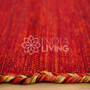 Red Kilim Rug Indian Artistic Handmade Moroccan Inspired Ethnic Living ...