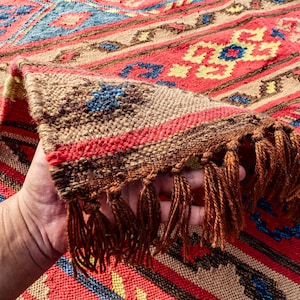 Red Afghan Style Handwoven Indoor Outdoor Nomad Decor Flatweave Kilim ...