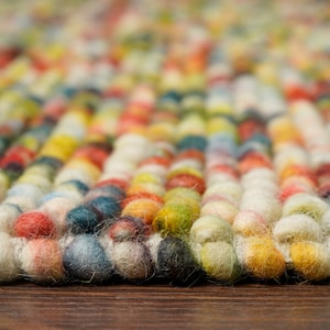 Rainbow Chunky Wool Loop Rug Hand Knotted, Multi Coloured, Soft, Funky ...
