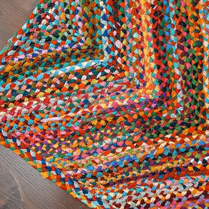 Multi Chindi Rainbow Rag Rug - Handcrafted Recycled Cotton Sustainable ...