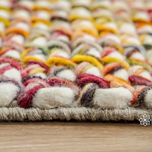 Multi Blend Hand Knitted Chunky Looped Wool Rug, Premium Wool ...