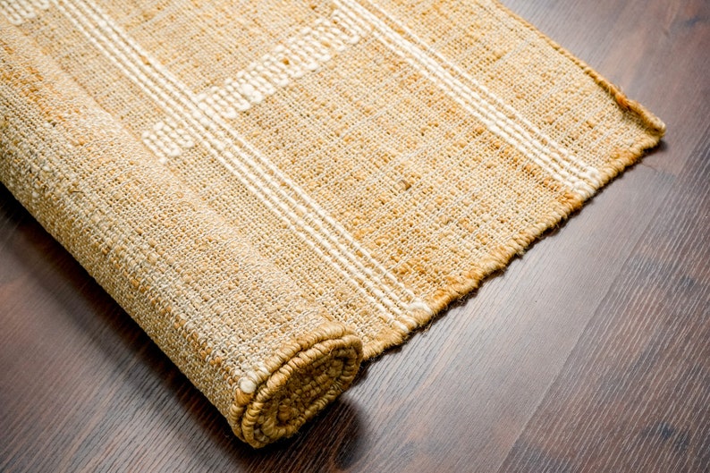 Handwoven Modern Farmhouse Style Jute Area Rug, Geometric Weave, Custom ...