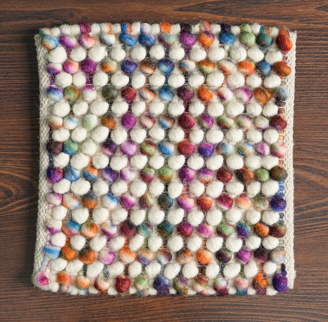 Colourful Chunky Multi Blend Felted Wool Area Rug Custom Made - Etsy