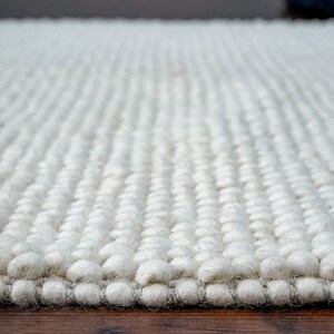 Chunky Looped Fluffy Ivory Wool Rug, Soft Scandinavian Decor Indoor ...