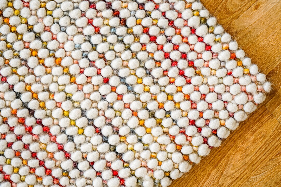 Multi Blend Chunky Looped Wool Rug Colourful Wool Carpet Funky Decor ...