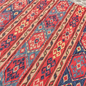 Antique Room Decor Kilim Rug, Red Kilim Outdoor Rug, Southwestern Decor ...