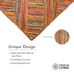 Multi Chindi Striped Jute Rag Rug - Handcrafted Sustainable Home Decor ...