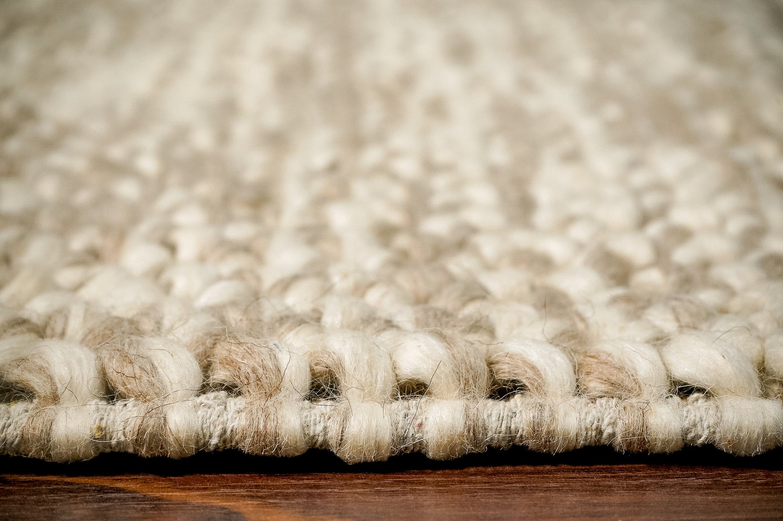 Handwoven Scandinavian Style Chunky Cashew Looped Taupe Wool Rug, Cozy ...