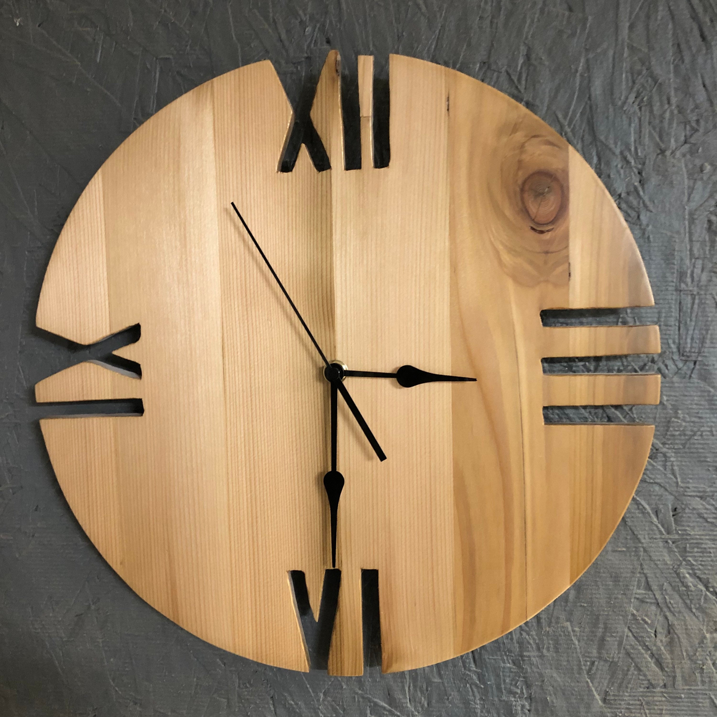 14” Cedar Wood Analogue Wall Clock - Etsy