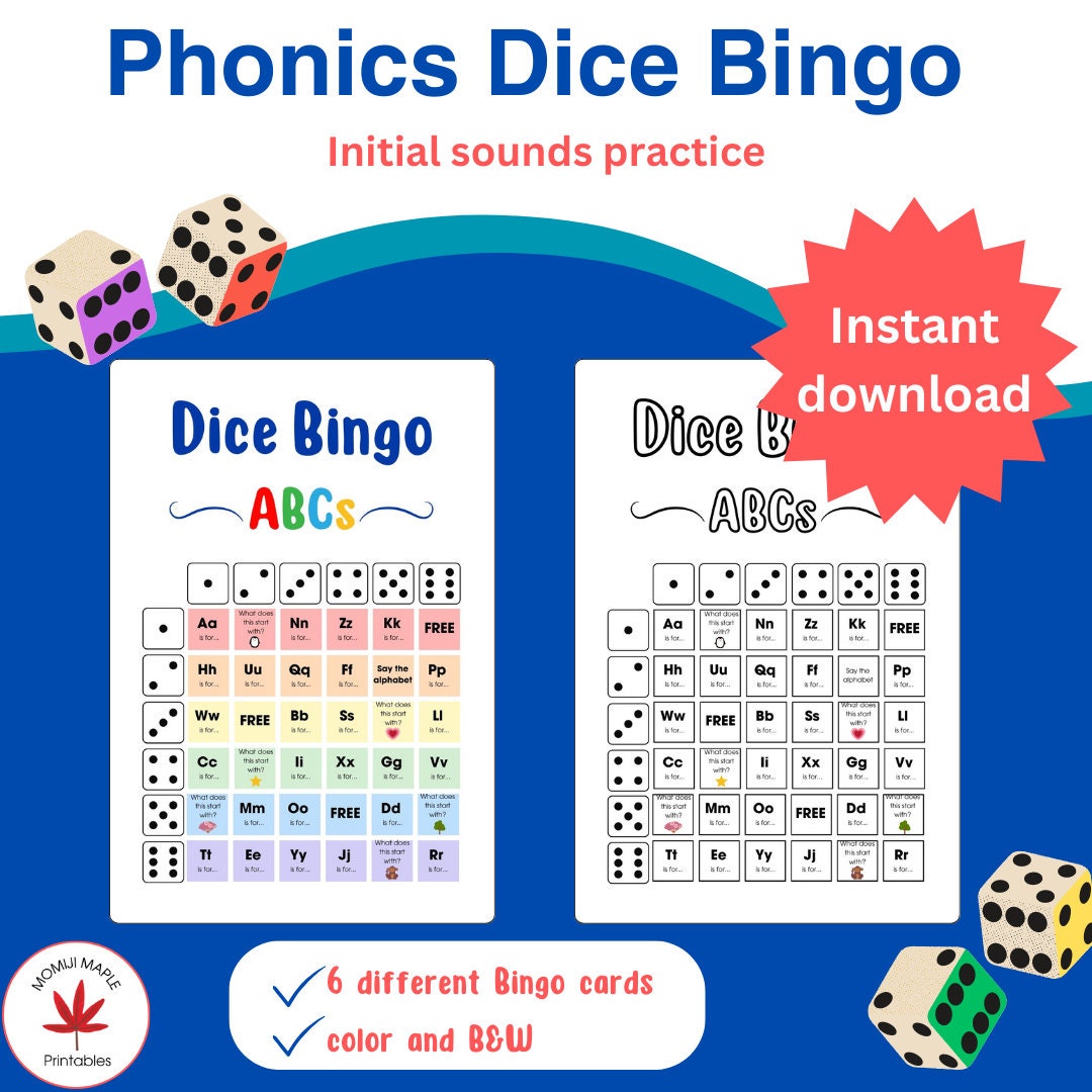 Alphabet Dice Bingo Game | Phonics | Beginning Sound - Etsy