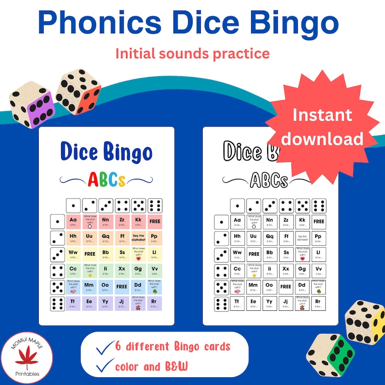 Alphabet Dice Bingo Game | Phonics | Beginning Sound - Etsy