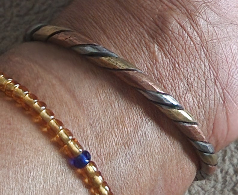 3 Tone Metal Twisted Bracelet - Etsy