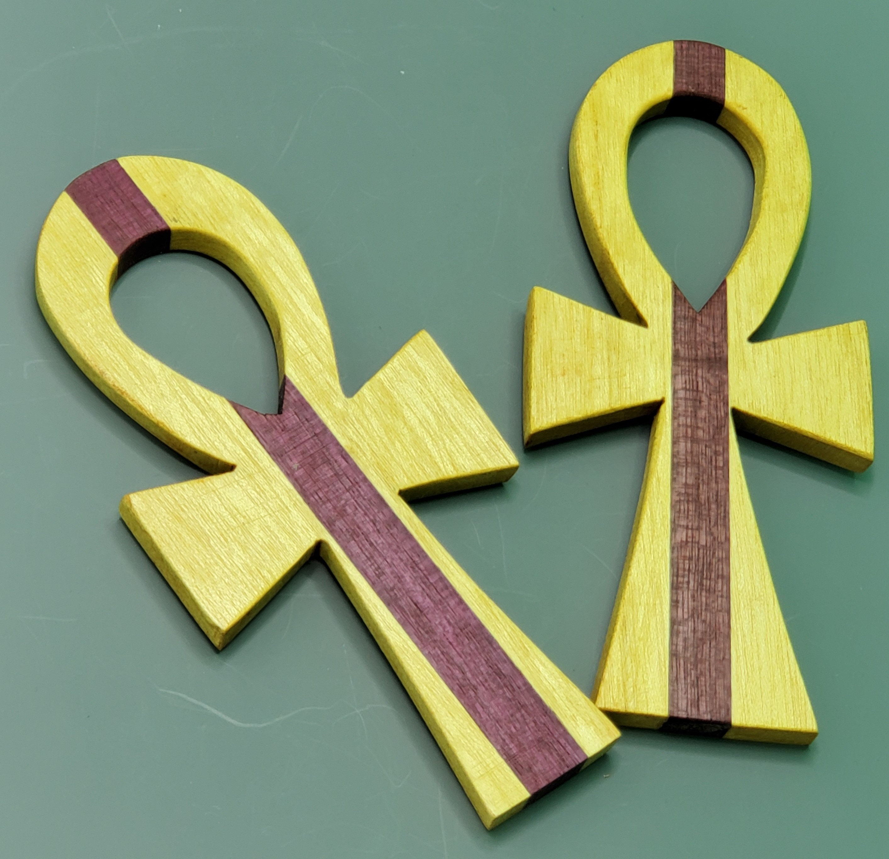 Yellow Heart and Purple Heart Wood Ankh - Etsy