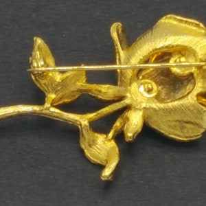 Vintage Gold & Rhinestone Rose Brooch - Etsy