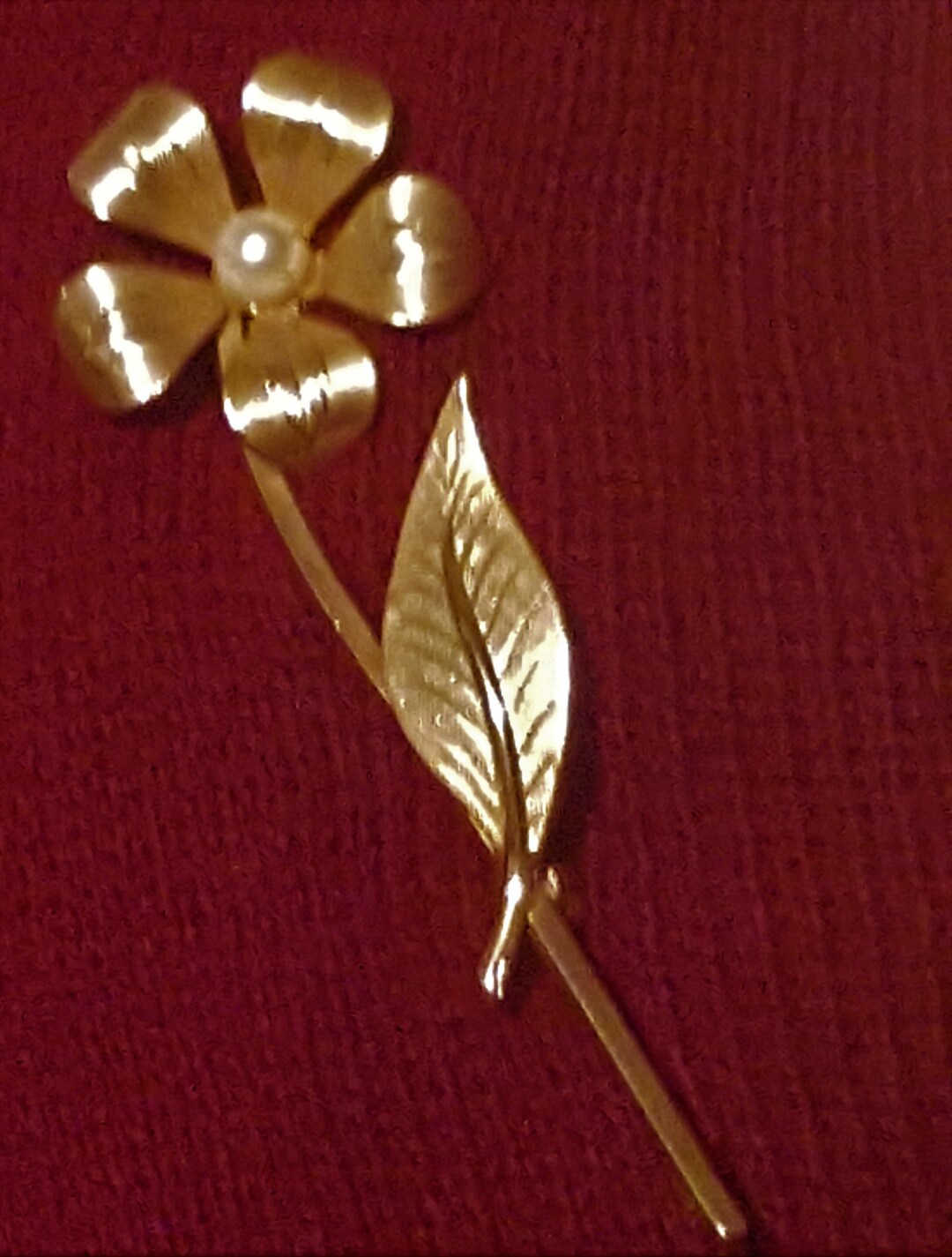 Vintage Gold-tone Flower Pin - Etsy