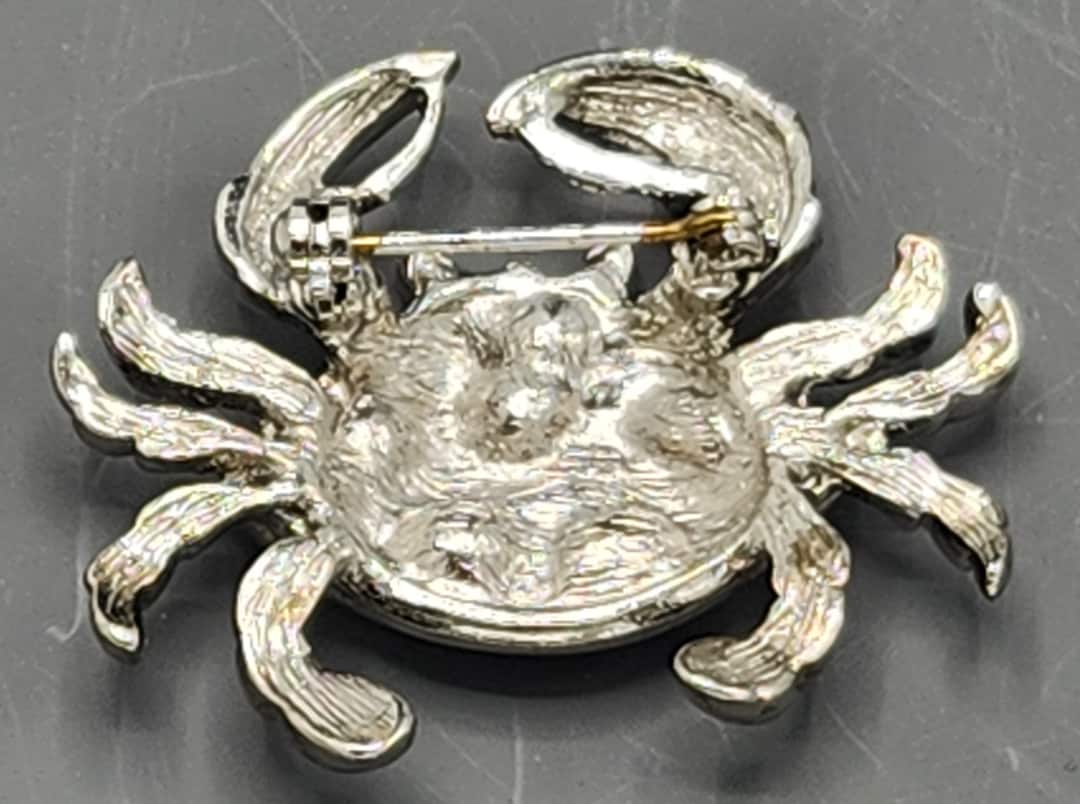 Vintage Silver Stoned Crab Pin - Etsy