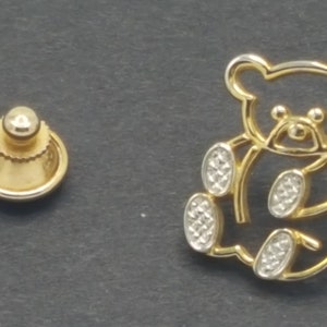 Vintage Gold Teddy Bear Pin - Etsy