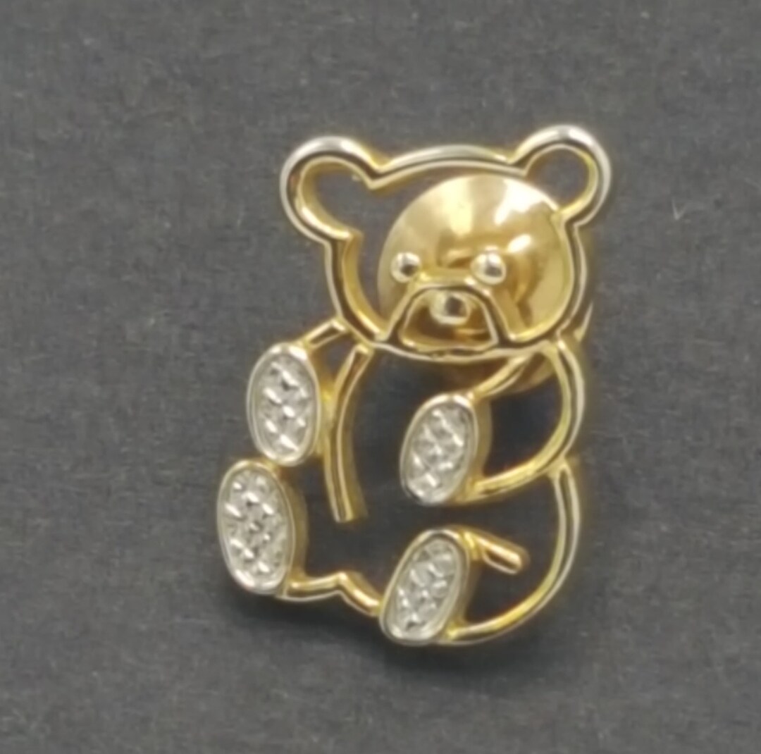 Vintage Gold Teddy Bear Pin - Etsy