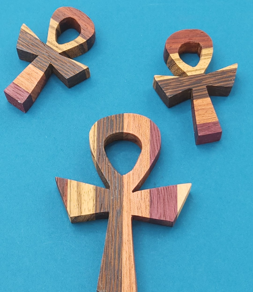 3 Piece Multi Wooden Ankh Set - Etsy