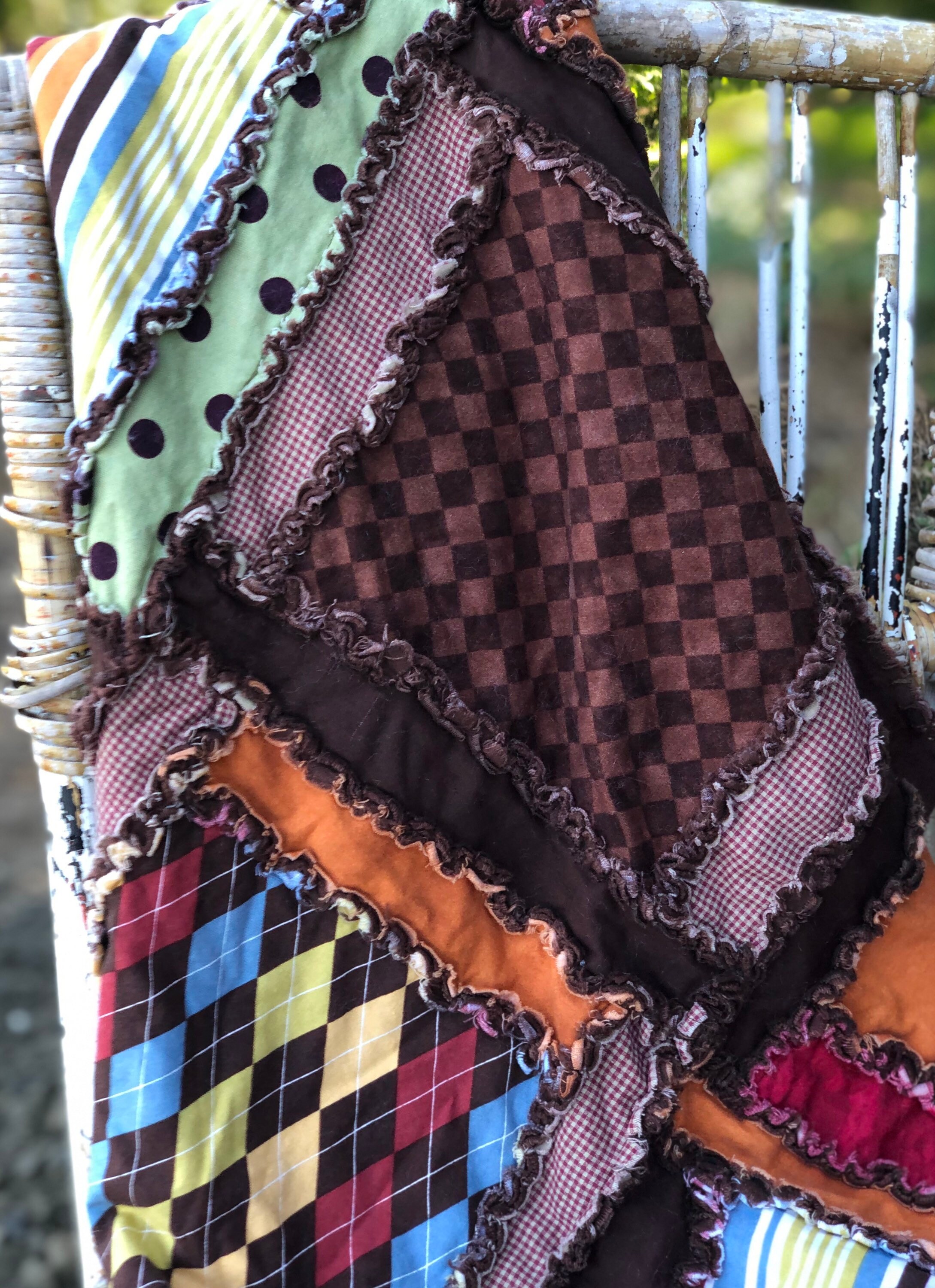 Small Rag Quilt Rag Quilt Brown Quilt Lap Quilt Baby | Etsy