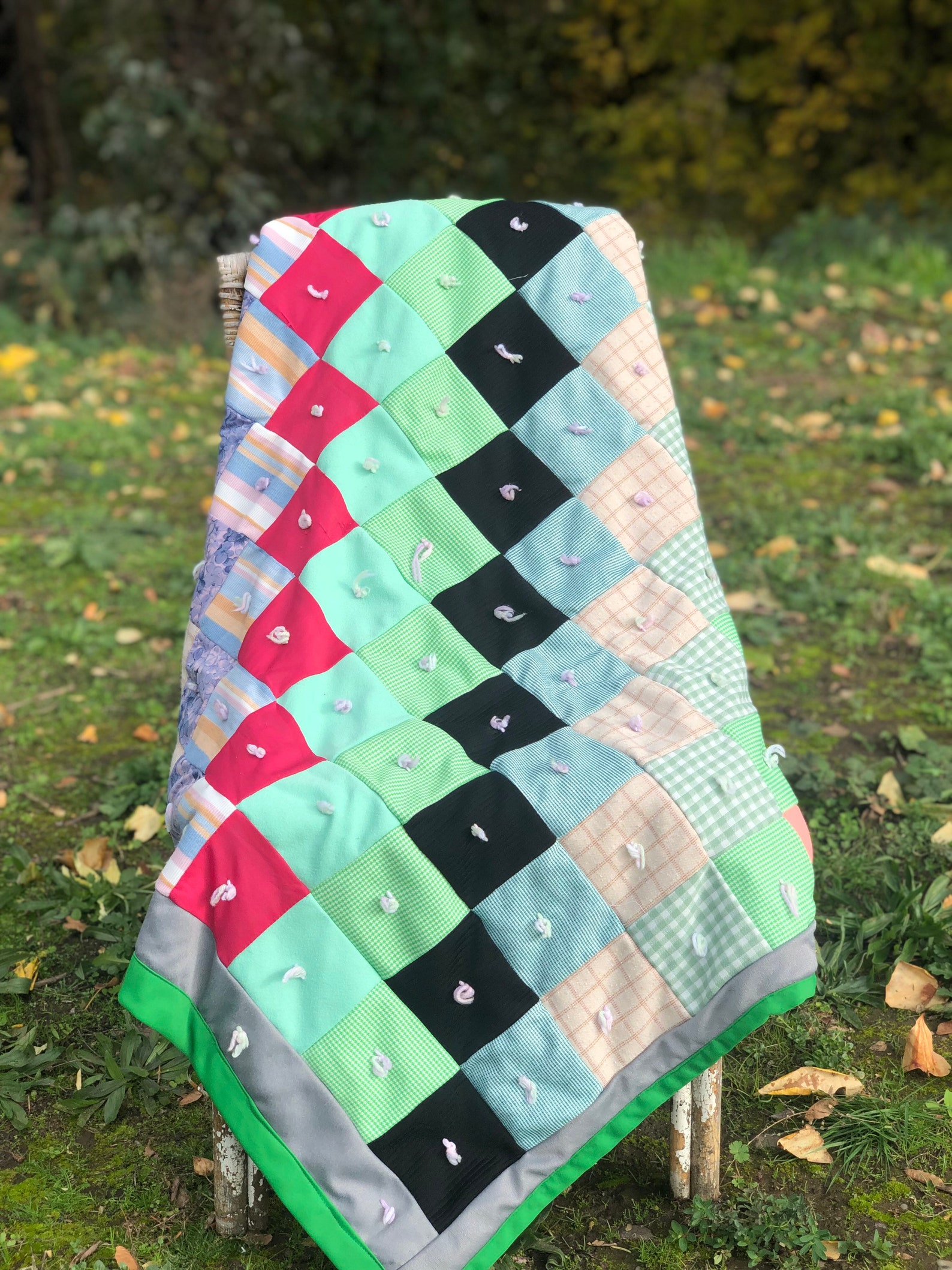 Vintage Green Patchwork Quilt Warm Quilt Polyester Quilt - Etsy