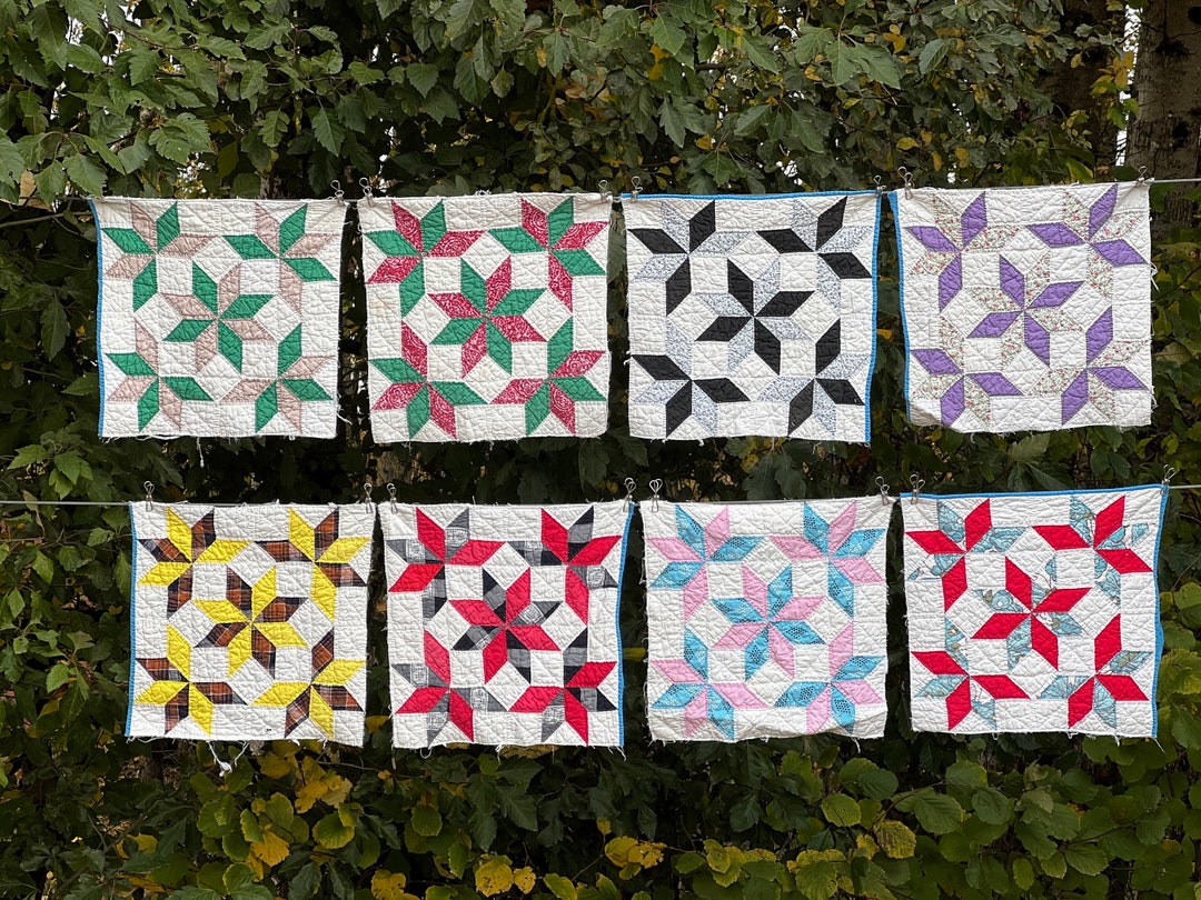 A Handmade Star Quilt Piece, Hand Quilted Old Quilt Piece, Cutter Quilt ...