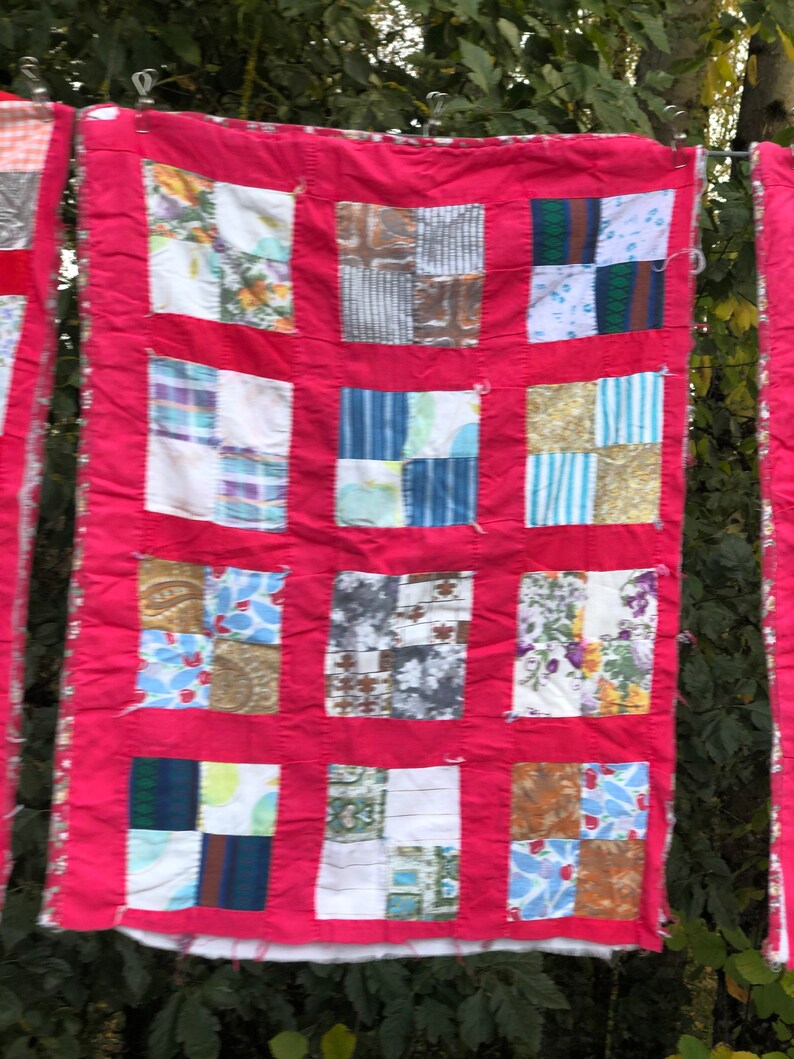 Red and White Patchwork Quilt Piece Vintage Quilt Piece - Etsy