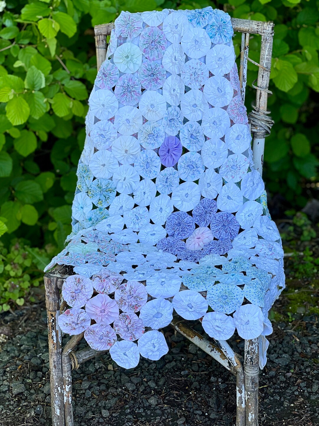 A)large Vintage Yo-yo Quilt Piece, YOYO Quilt Piece, Flower Garden Yo ...