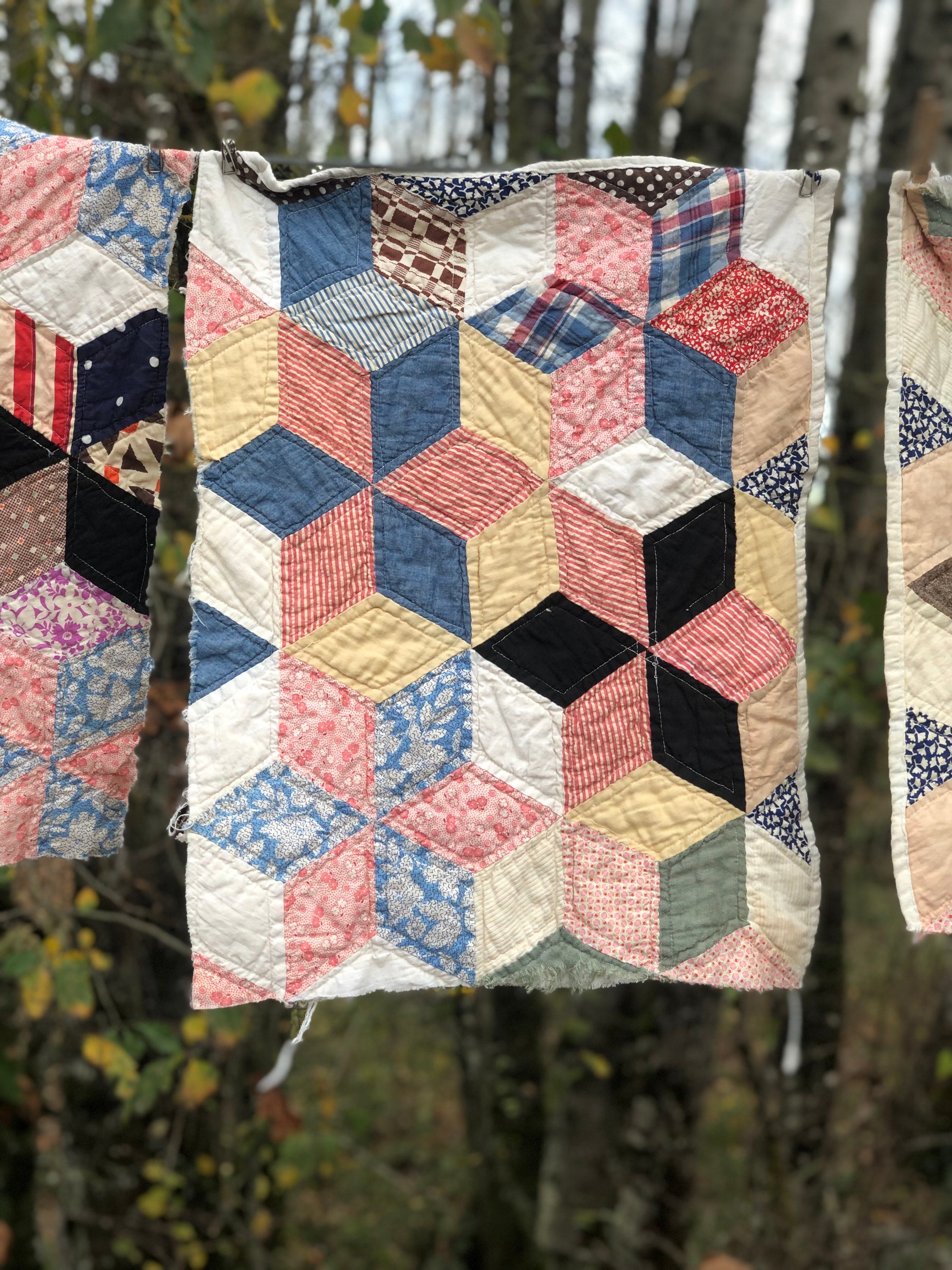Vintage Star Quilt Piece Tumbling Block Quilt Piece | Etsy