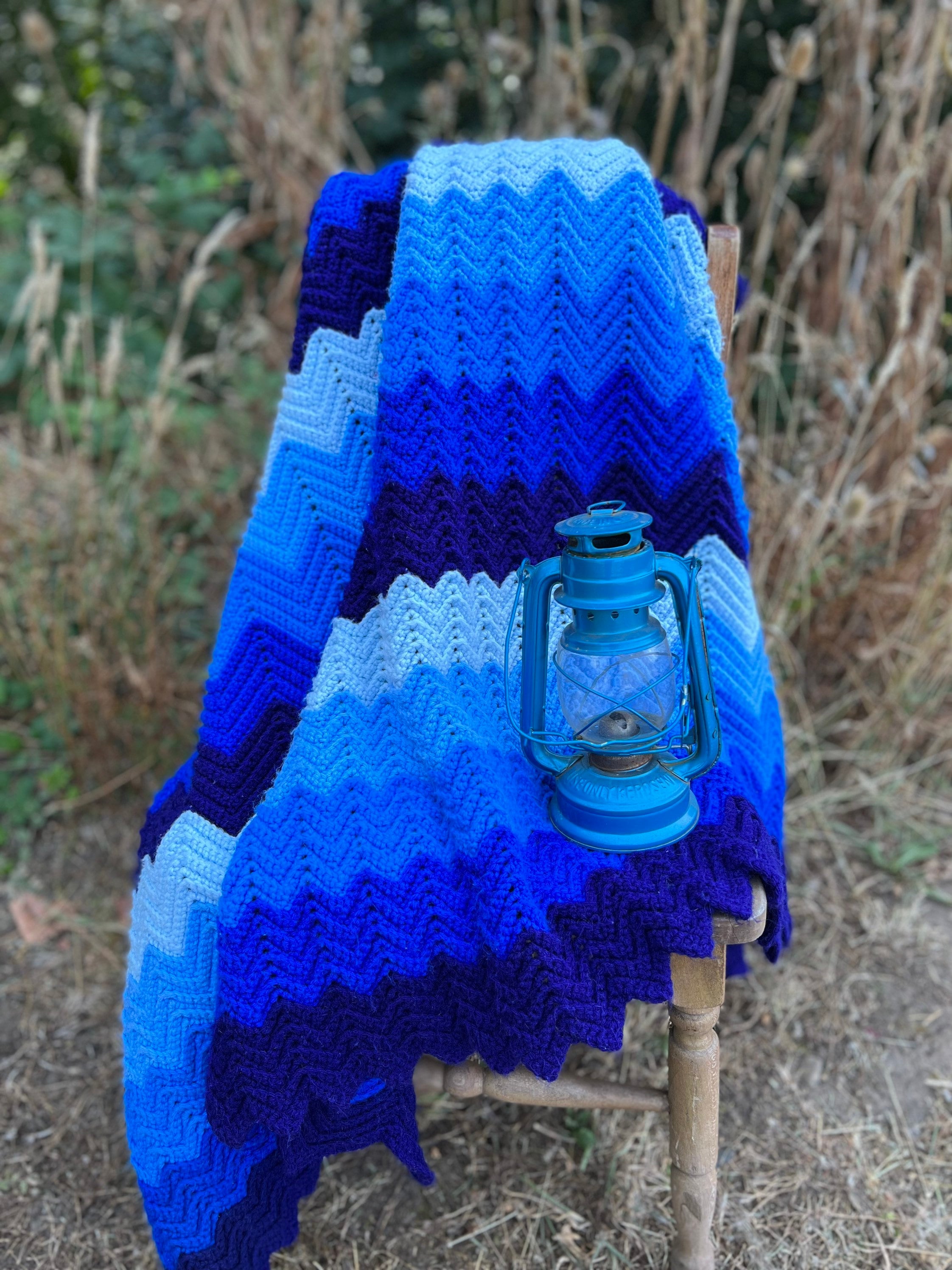 Indigo Blue Chevron Print Afghan Blue Afghan Vintage Afghan - Etsy