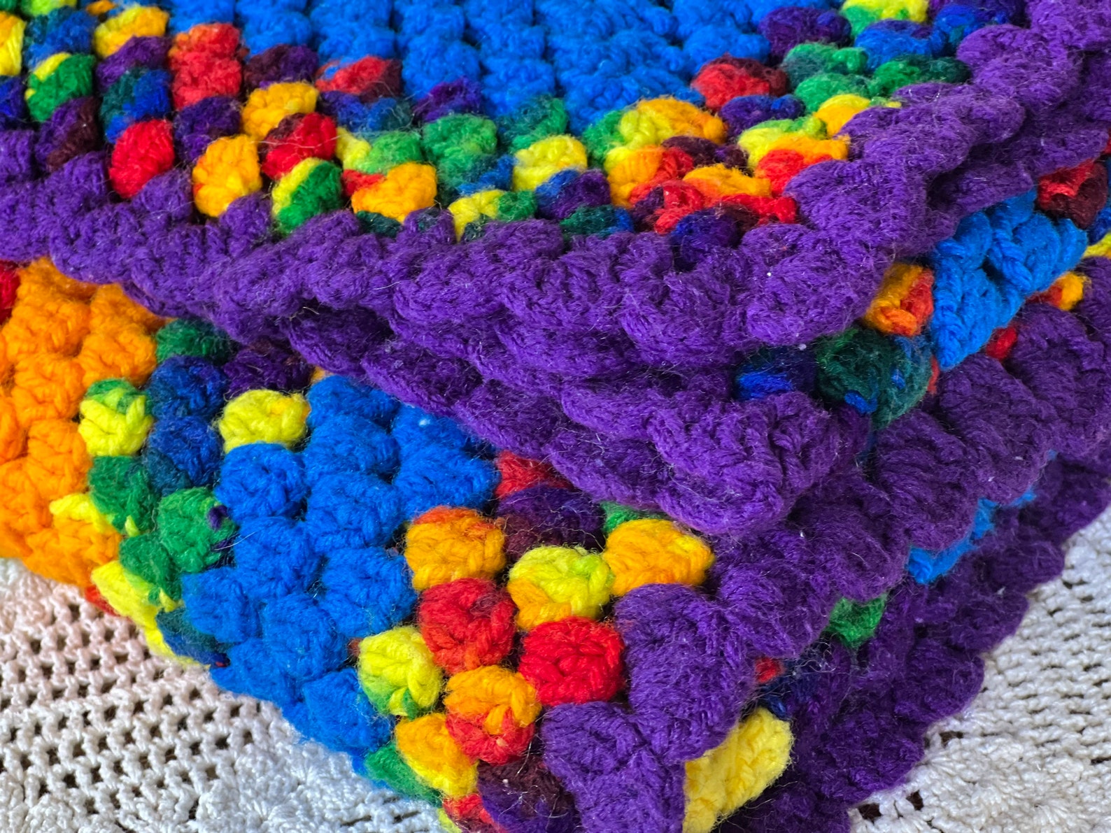 Colorful Crocheted Afghan Rainbow Afghan Bold Colored - Etsy