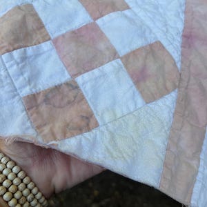 Vintage Tan & White Patchwork Quilt Piece: Shabby Chic Crafter Supply ...